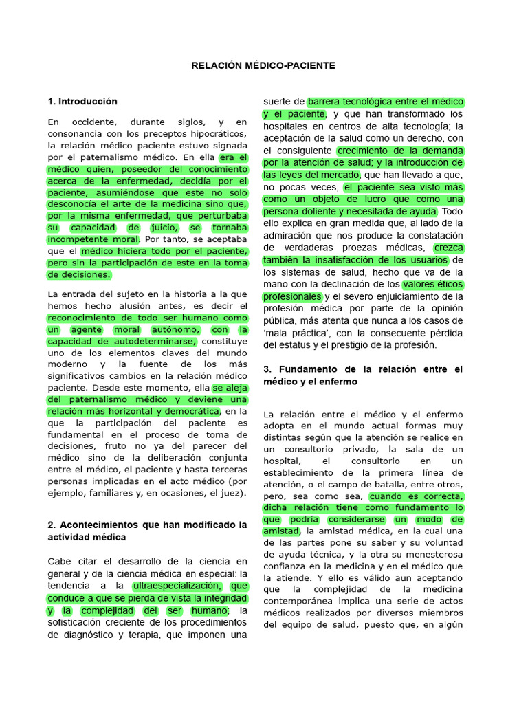 Relación Médico-Paciente | PDF | Bioética | Consentimiento informado