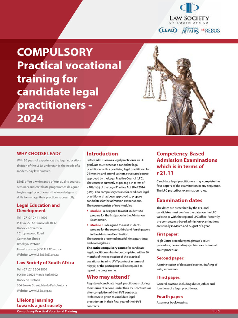Compulsory Practical Vocational Training For Candidate Legal ...