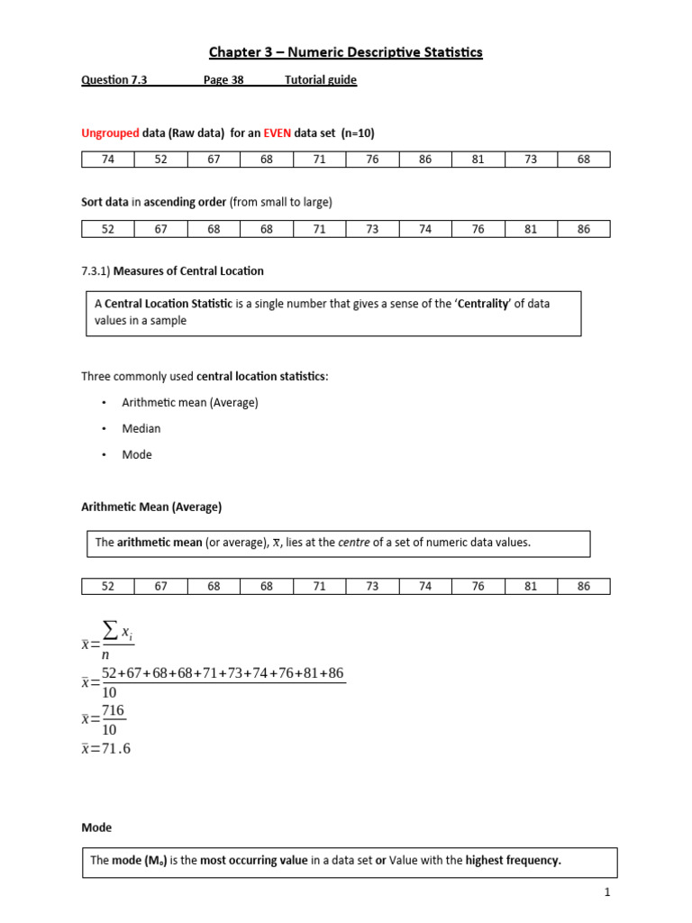 Numeric Descriptive Statistics - Ungrouped | PDF | Skewness | Coefficient Of Variation