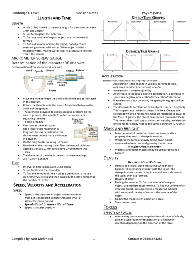Cambridge O Level Physics Revision Guide | PDF | Force | Temperature