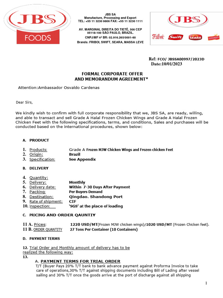 Fco - JBS Sa | PDF | Invoice | Pro Forma