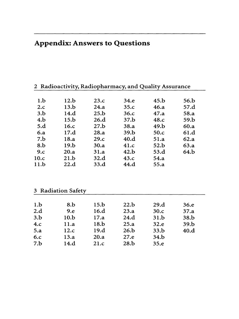 Appendix: Answers To Questions | PDF | Parathyroid Gland | Medical Physics