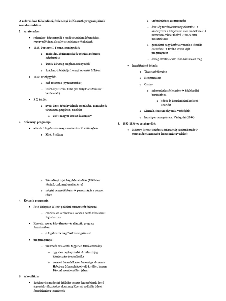 A Reform Kor Fő Kérdései | PDF