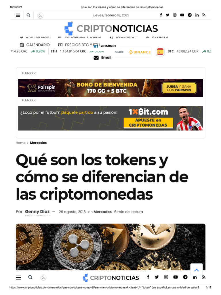 Qué Son Los Tokens y Cómo Se Diferencian de Las Criptomonedas | PDF | Criptomoneda | Bitcoin