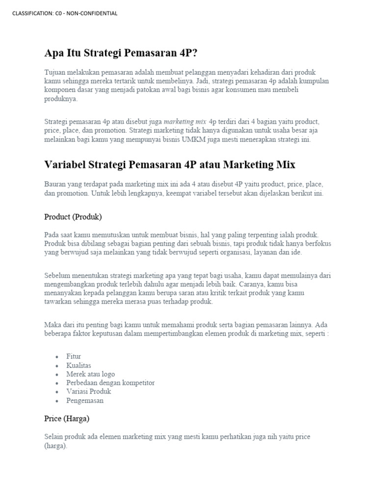 Apa Itu Strategi Pemasaran 4P | PDF | Bisnis | Pengelolaan Keuangan & Uang