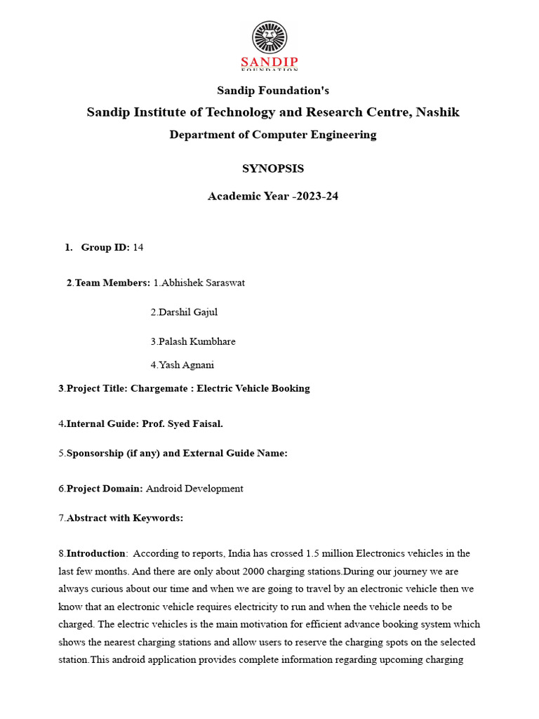 Project Synopsis Format 2023-24 | PDF