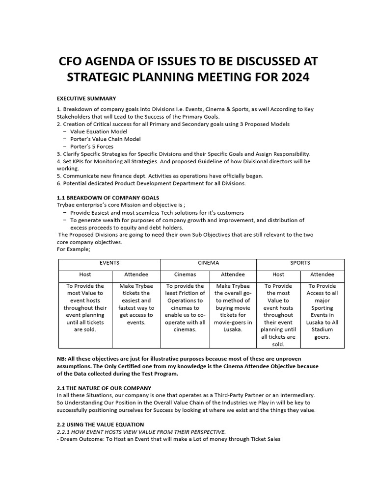 Trybae Tickets Strategic Zambia Strategic Planning Kit | PDF ...