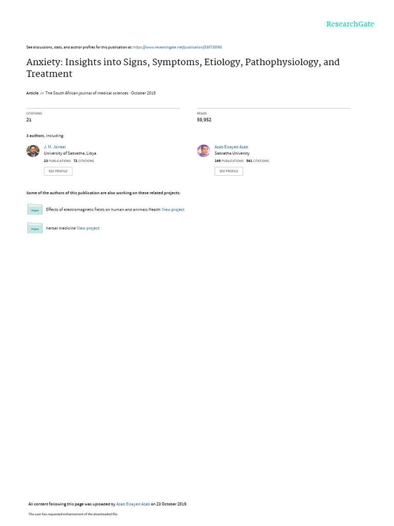 Adwas, A. A., Jbireal, J. M., & Azab A. E. (2019) | PDF | Anxiety ...
