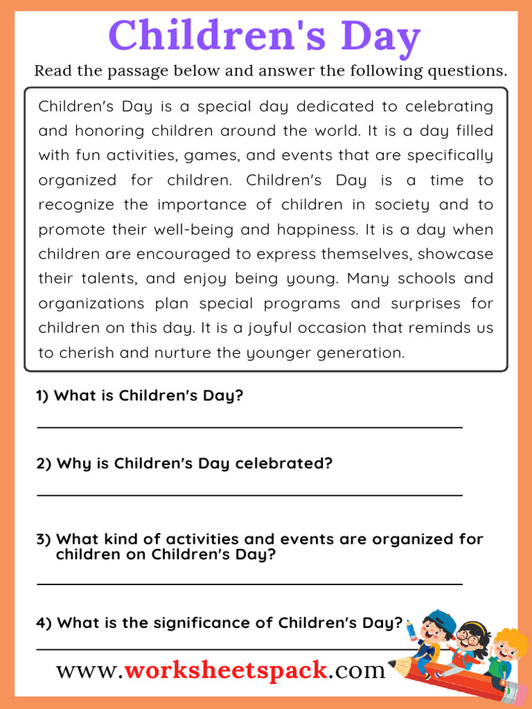 Childrens Day Reading Comprehension Passage | PDF