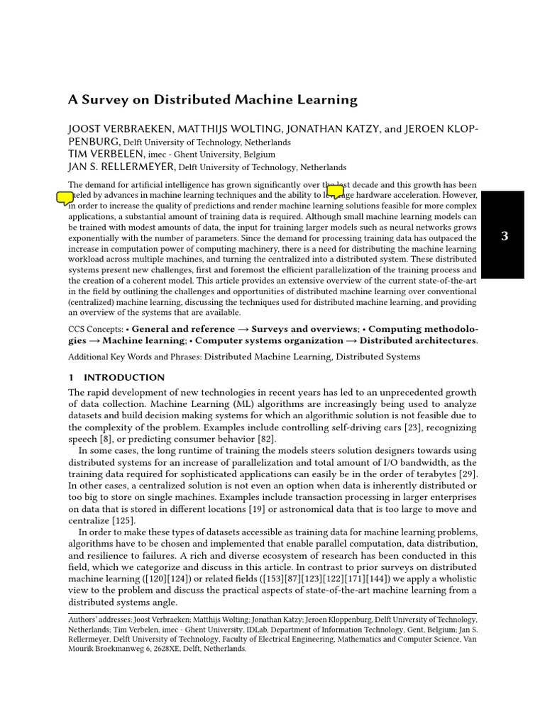A Survey On Distributed Machine Learning | PDF | Machine Learning | Artificial Neural Network