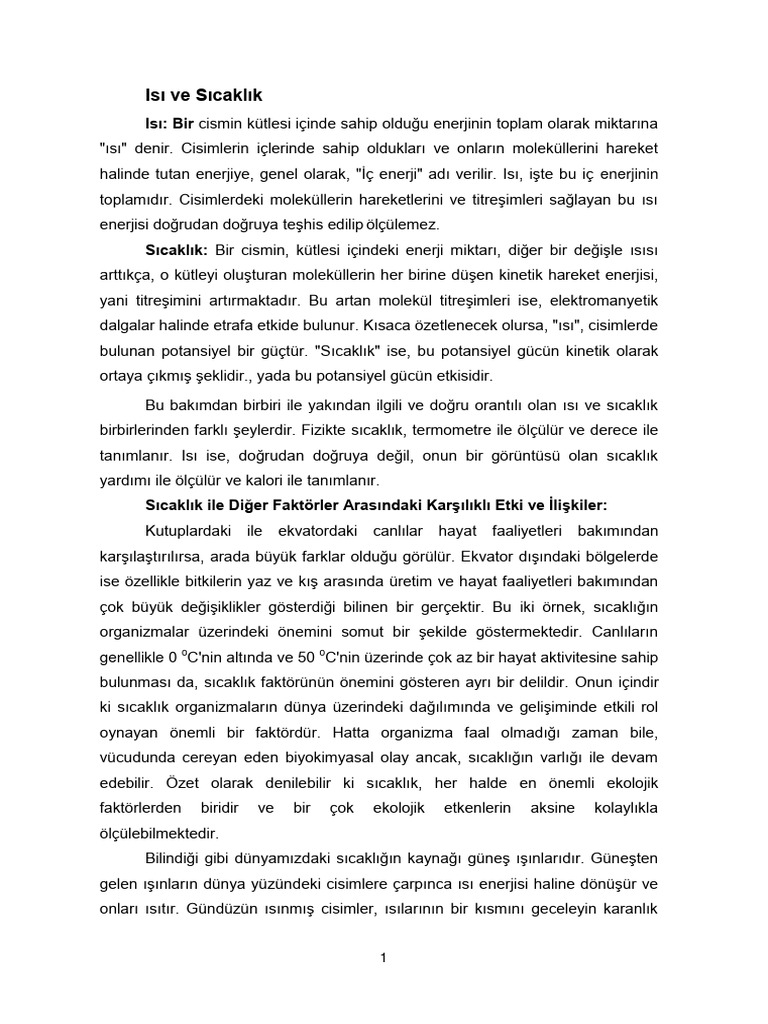 Sera Ekolojisi Sıcaklık-1.11.Hafta | PDF