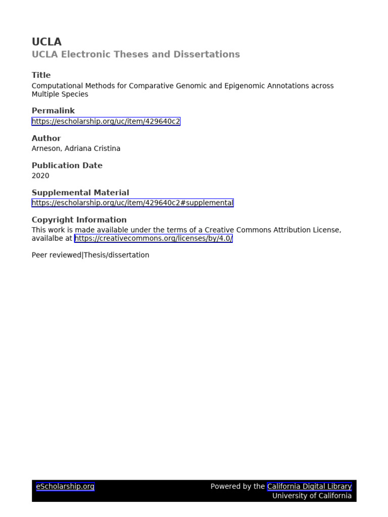 Computational Methods For Comparative Genomic and Epigenomic ... Computational Methods For Comparative Genomic and Epigenomic ...