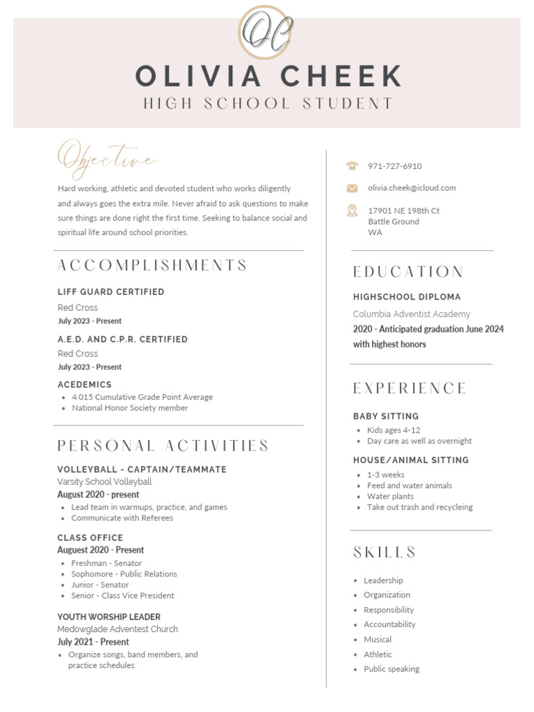 High School Student Leadership Profile | PDF