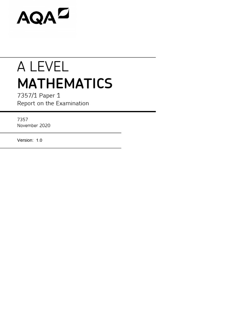 ER - 2020 A-Level Maths Paper 1 | PDF | Function (Mathematics ...