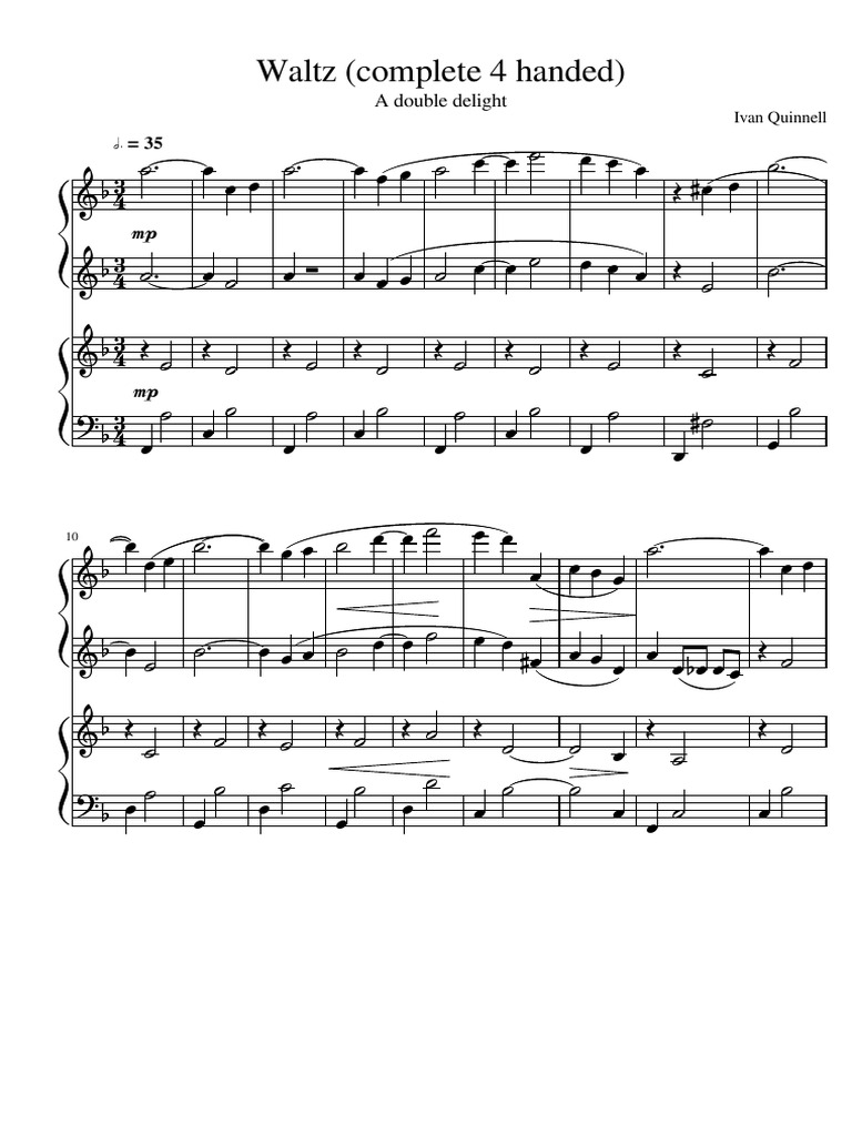 Waltz Complete 4 Handed Ivan Quinnell Uit A Double Delight | PDF