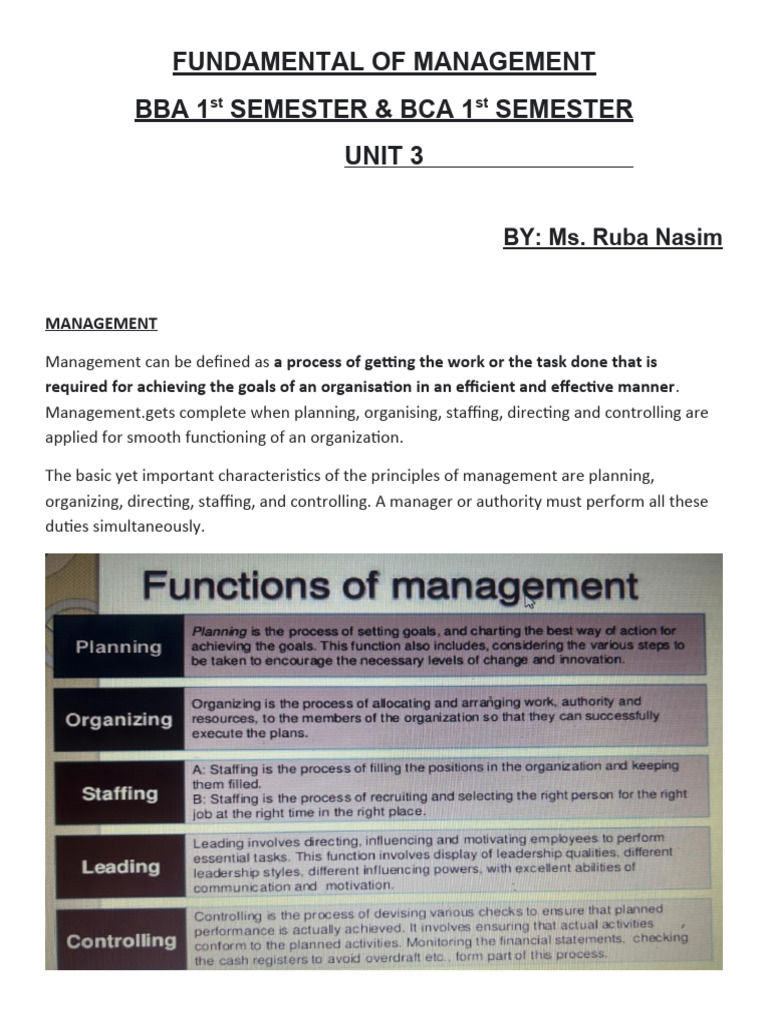 Fom Bba & Bca Unit 3 | PDF | Organizational Structure | Human Resources