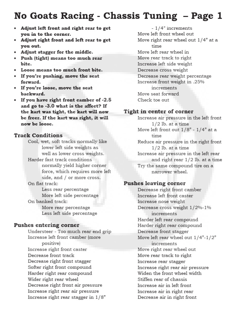 No Goats Chassis - Tuning | PDF | Axle | Clutch