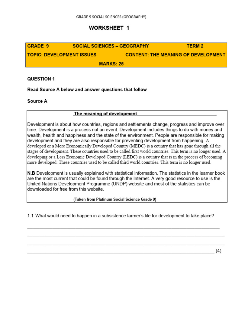 Development Issues in Grade 9 Geography | PDF | Human Development Index ...