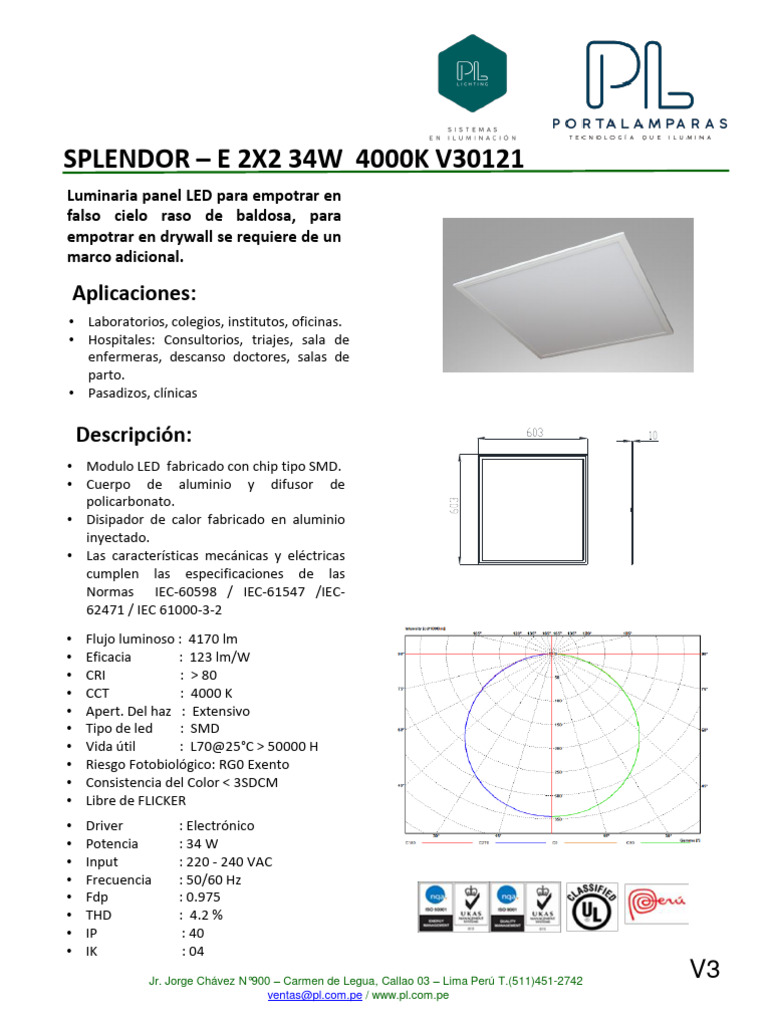 Luminaria LED 34W 4000K SPLENDOR E | PDF | Tecnología