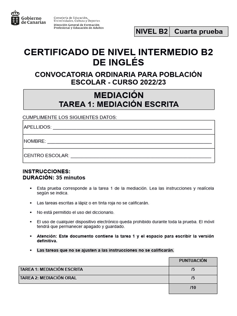 Ingles b2 Mediacion Escrita-Examen | PDF | Arte
