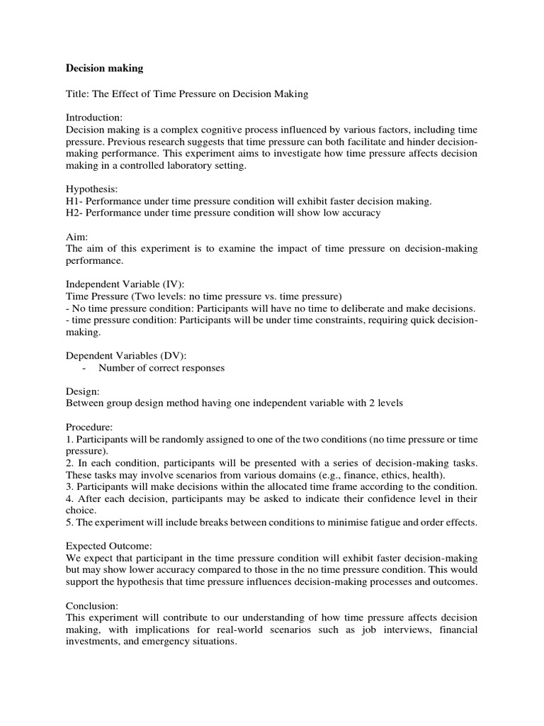 Decision Making | PDF | Decision Making | Experiment