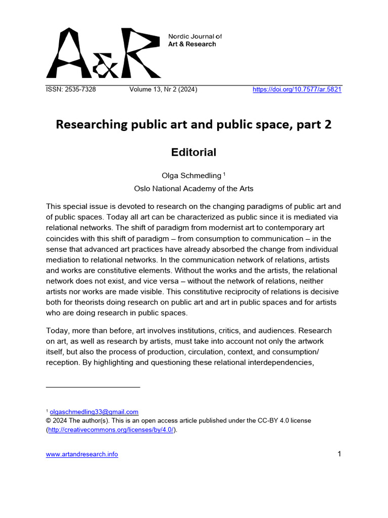 Public Art and Space Research Insights | PDF | Liberal Arts Education