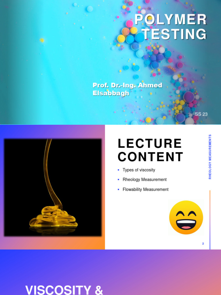 Polymer Testing - L4 - Polymer Rheology | PDF | Viscosity | Viscoelasticity
