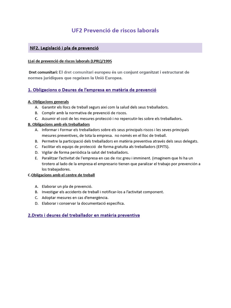 NF2 Apunts de FOL - UF2 | PDF