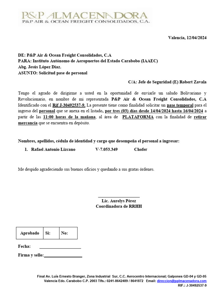 Formato Pases Rampa | PDF | Autenticación | Gobierno y personalidad