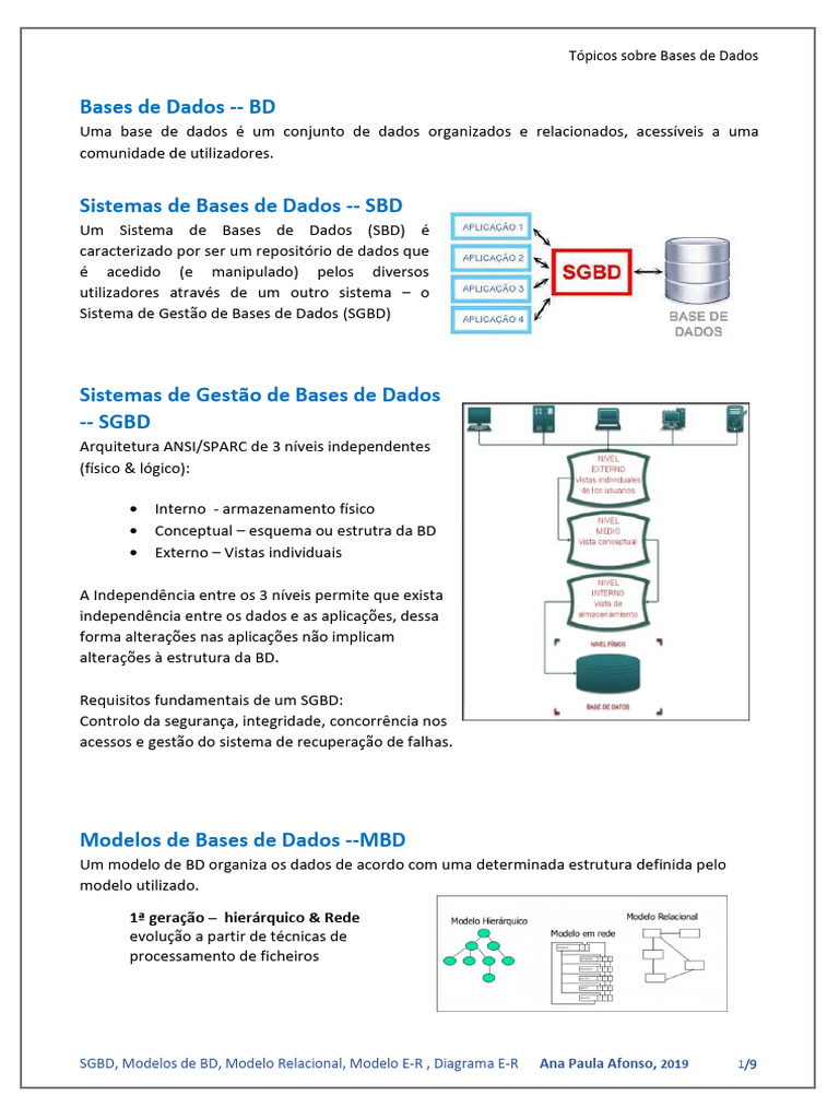 Fundamentos de Bases de Dados e SGBD | PDF | Bancos de dados | Tabela ...