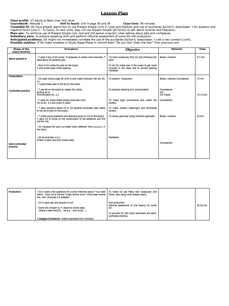 Lesson Plan Example | PDF | Lesson Plan | Cognition