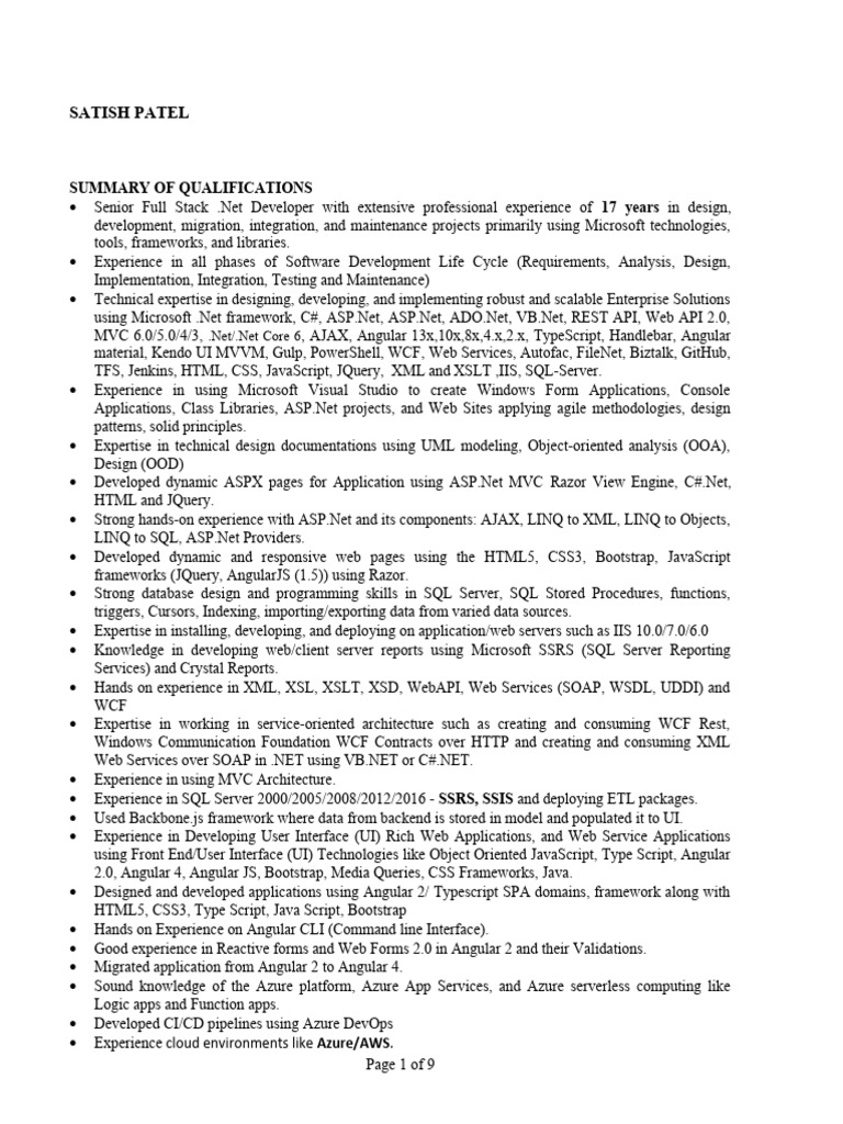 Satish Patel | PDF | Microsoft Sql Server | J Query