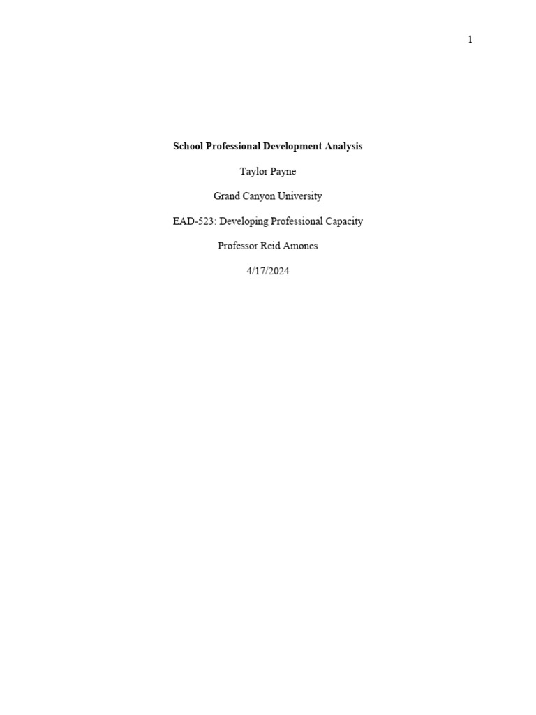 School Professional Development Analysis | PDF | Teachers | Learning