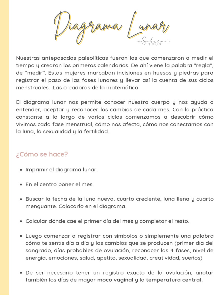 Diagrama Lunar | PDF | Luna | Menstruación