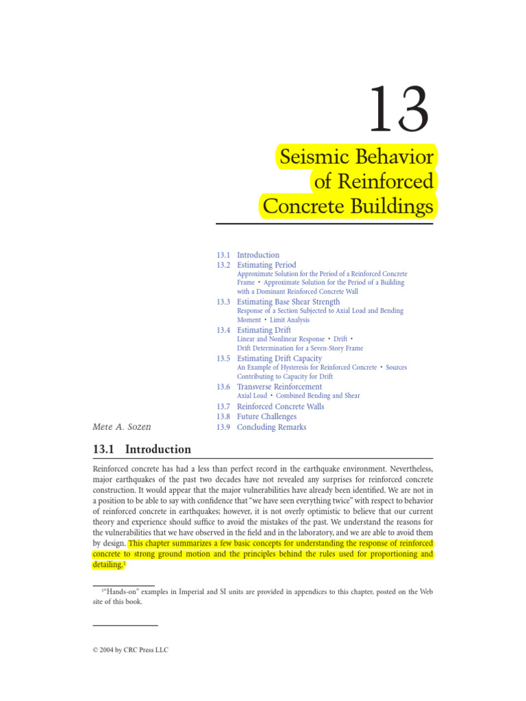 Seismic Behavior of Reinforced Concrete Buildings | PDF | Strength Of ...