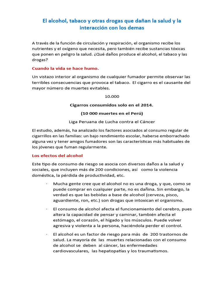El Alcohol | PDF | Drogas | Cigarrillo