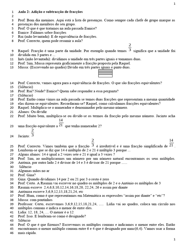 Aula - Adicao Fraccoes | PDF | Número primo | Matemática elementar