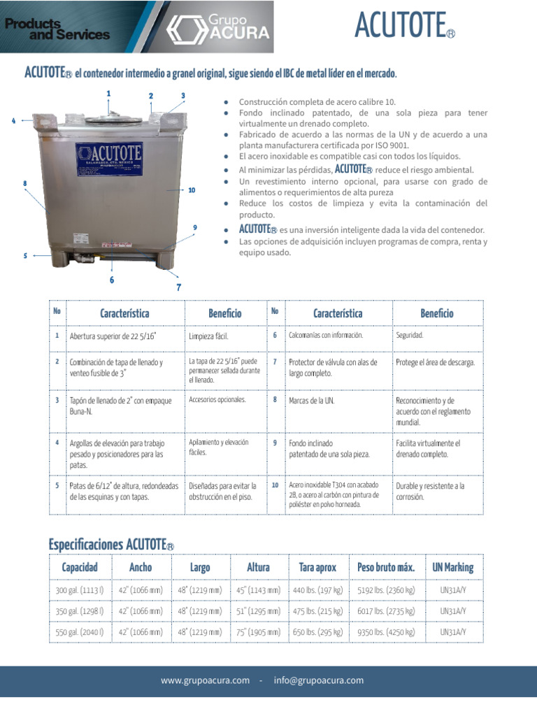 Acutote - Hoja Técnica | PDF