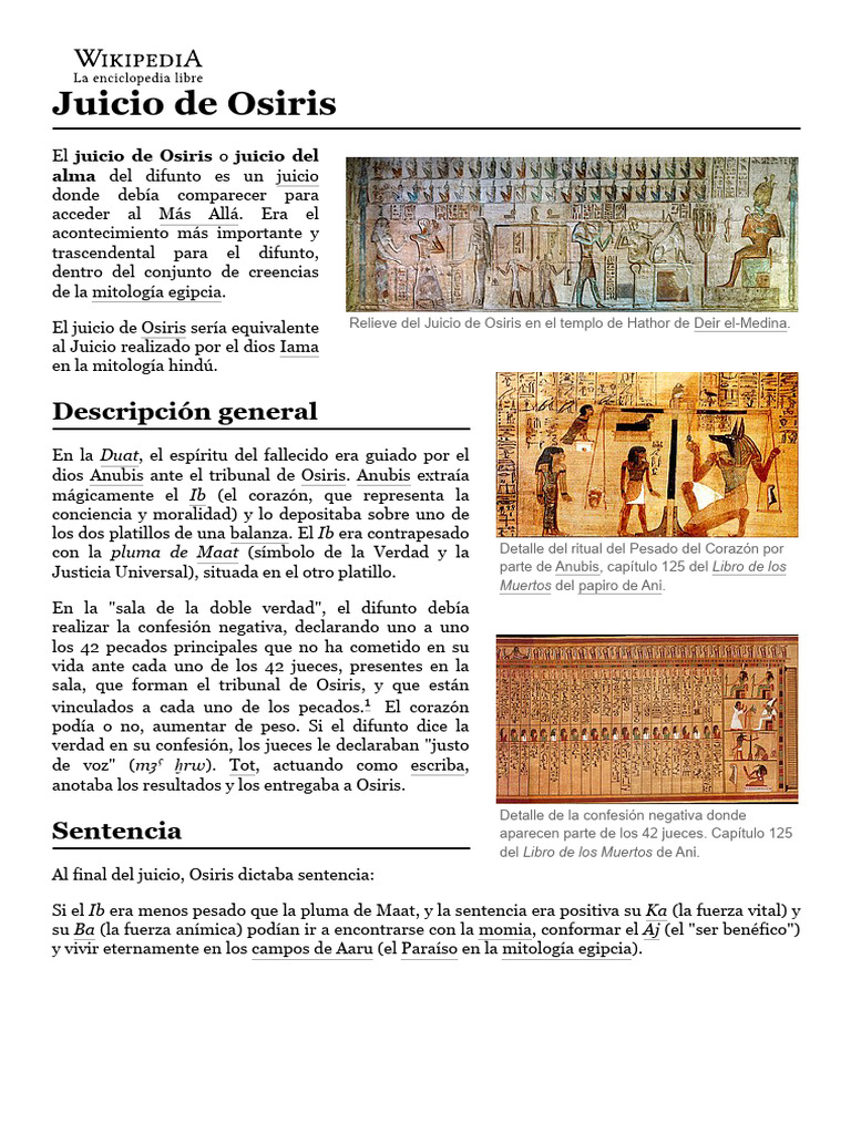 Juicio de Osiris - Wikipedia, La Enciclopedia Libre | Descargar gratis PDF | Osiris | Mitología ...