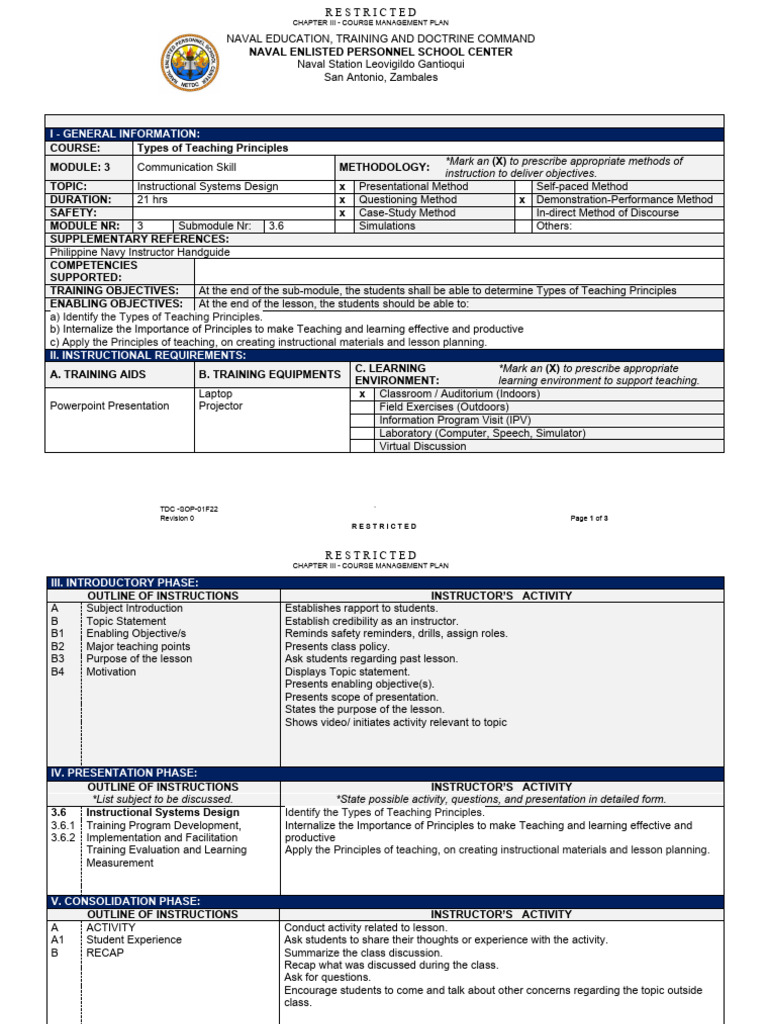 Types of Teaching Principles Course Guide | PDF | Instructional Design ...