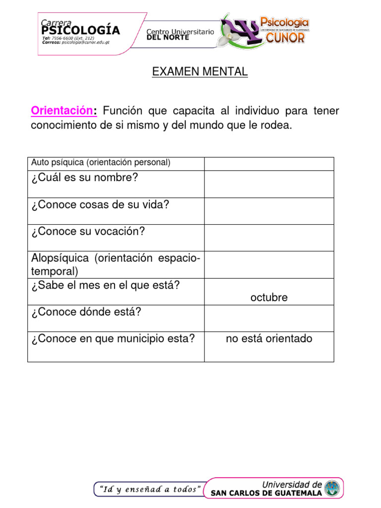 Evaluación de Funciones Mentales | PDF | Mente | Percepción