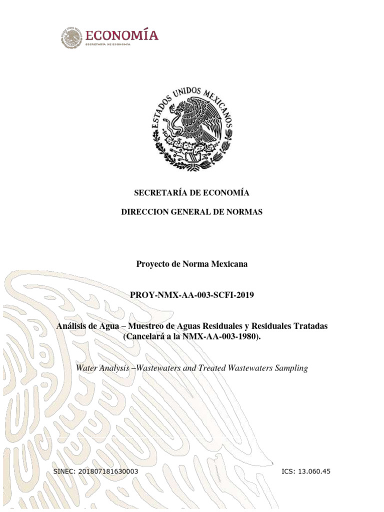 NMX Aa 003 Scfi 2019 | PDF | Laboratorios | Agua