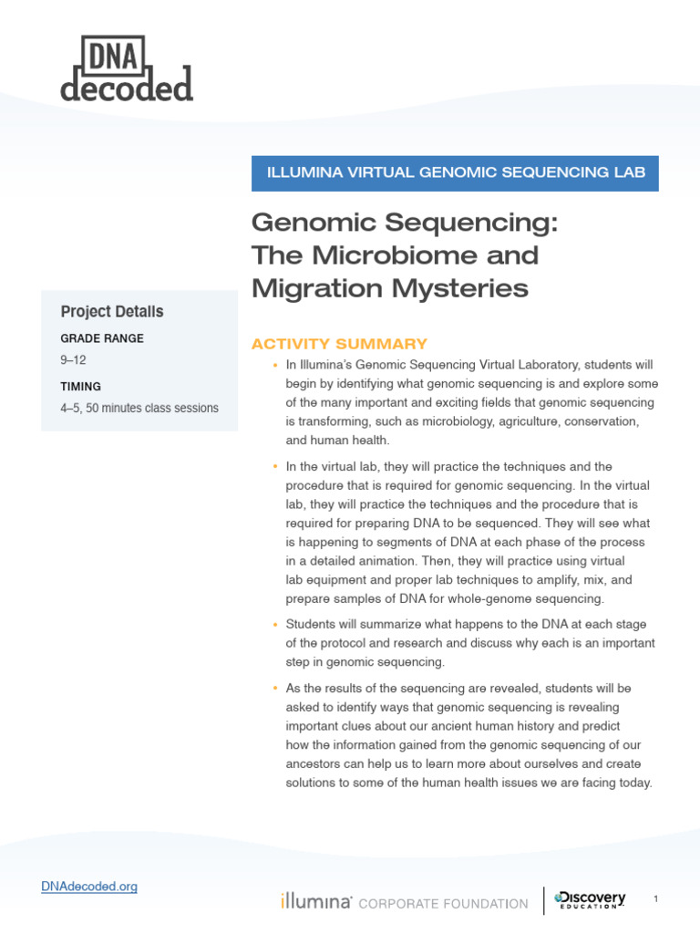 Illumina DNADecoded FacilitatorGuide | PDF | Dna Sequencing | Polymerase Chain Reaction