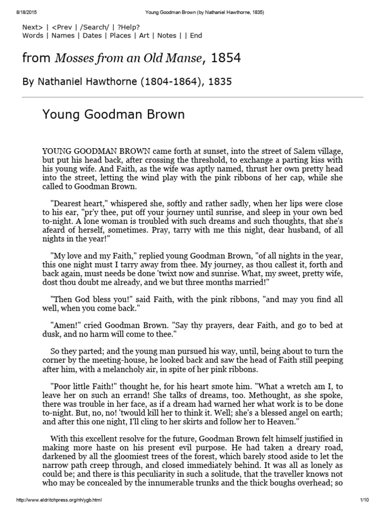 Young Goodman Brown: A Dark Journey | PDF | Short Stories Adapted Into ...
