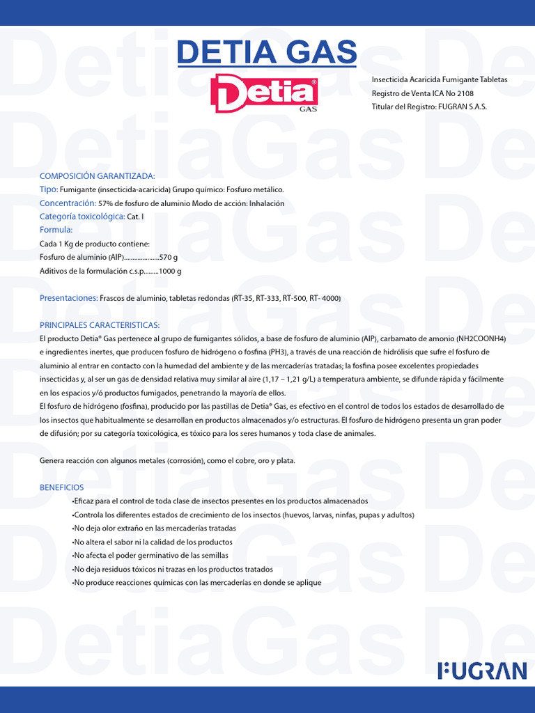 Detia Gas - Fosfuro de Aluminio - FT | PDF