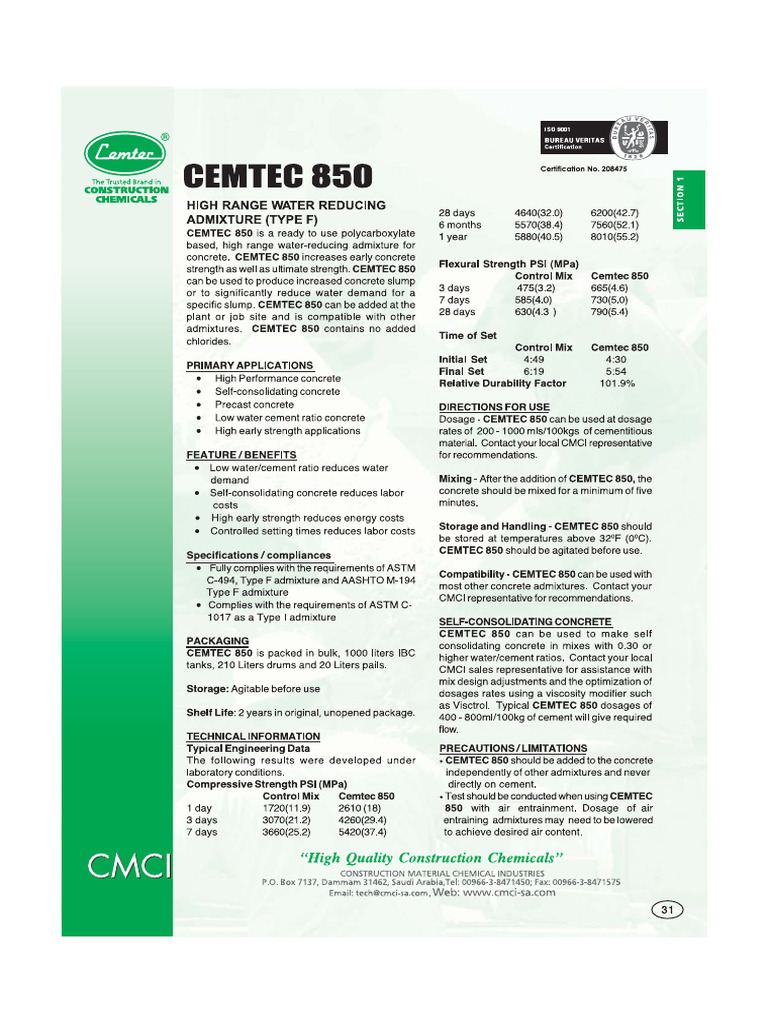 Cemtec 850 | PDF