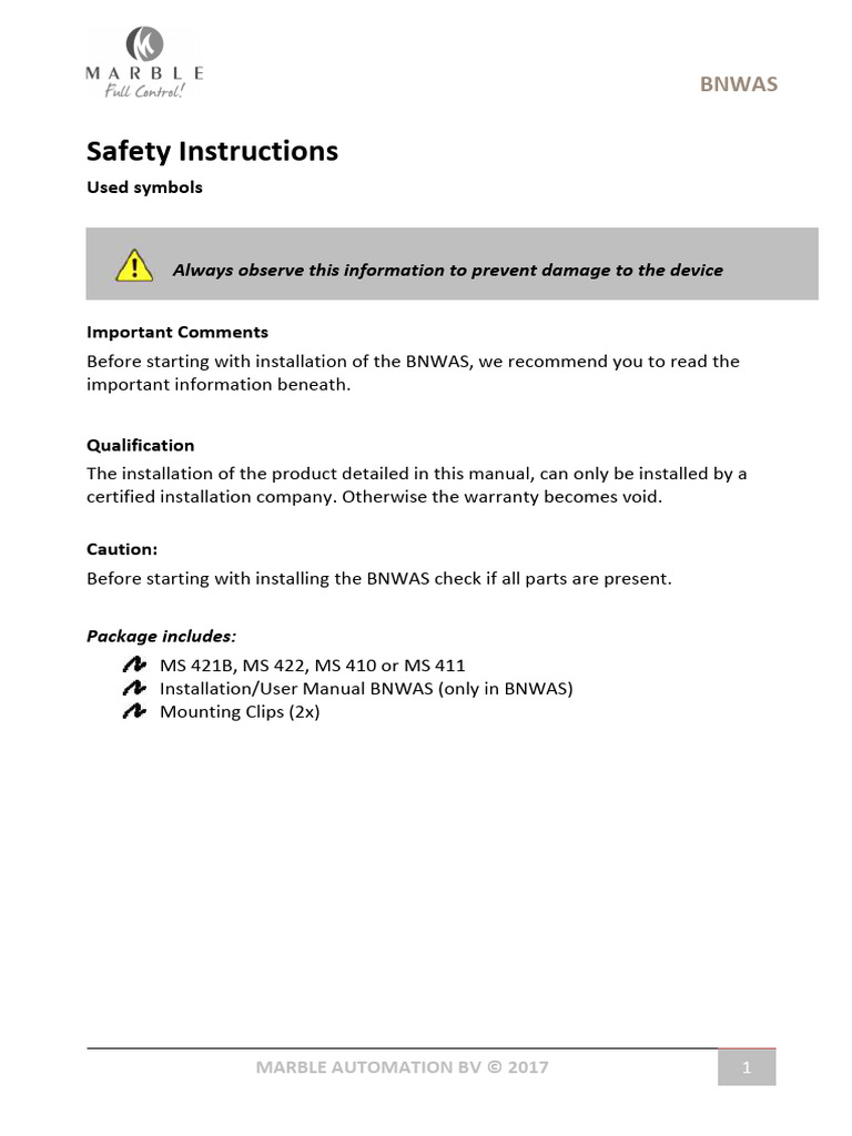 BNWAS Installation and User Guide | PDF | Electronics | Electricity