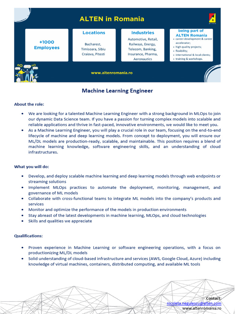 Machine Learning Engineer Role | PDF | Cloud Computing | Information ...
