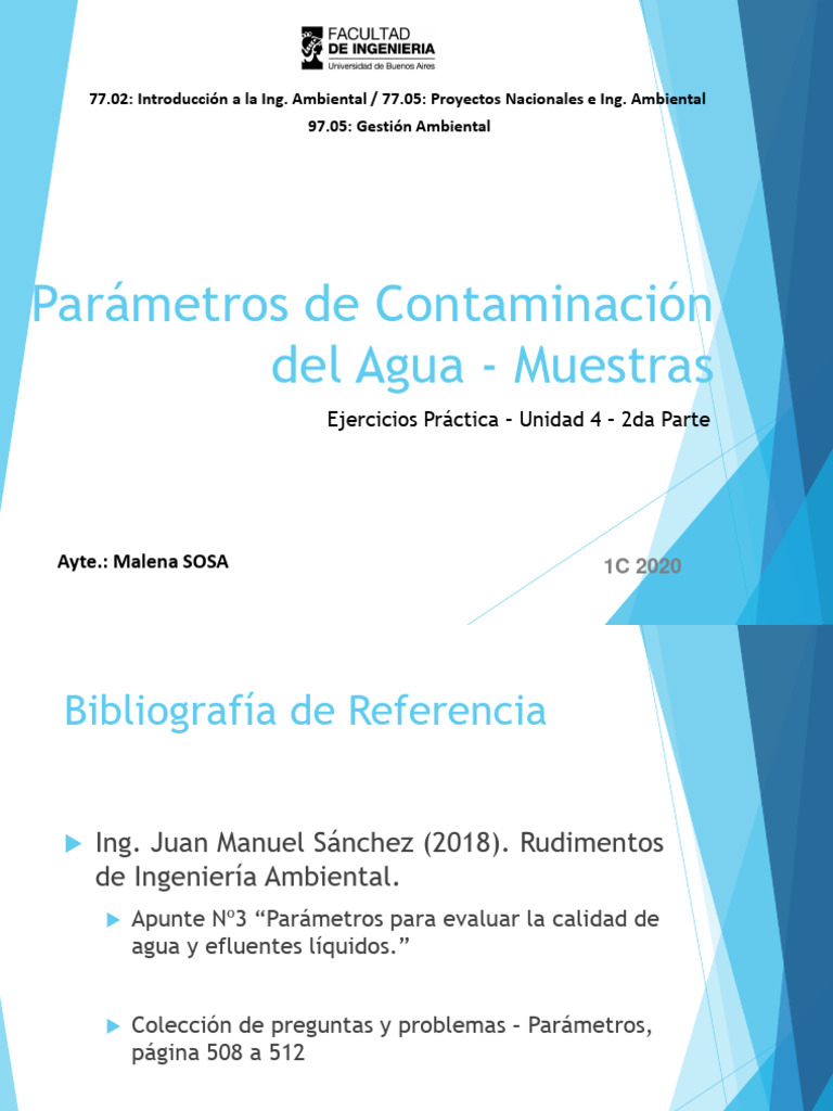 U4.P2 Aguas-ParametrosyMuestras-Práctica 2C2020 | PDF | Ciencia medioambiental | Naturaleza