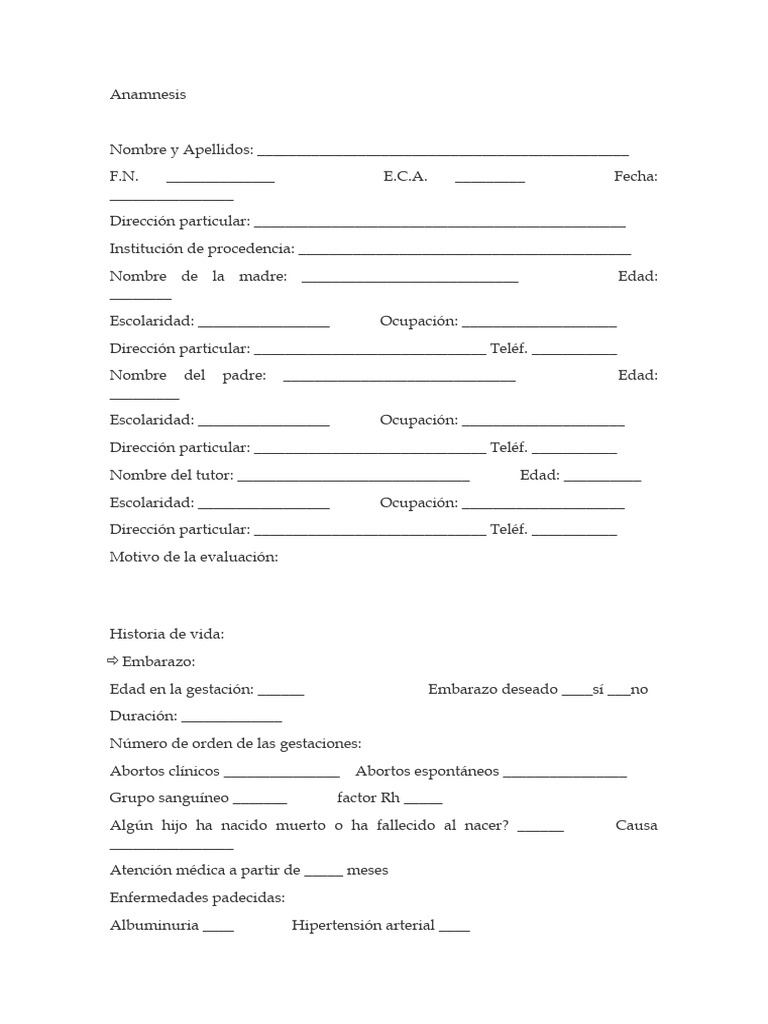 Anamnesis | PDF | Parto | El embarazo